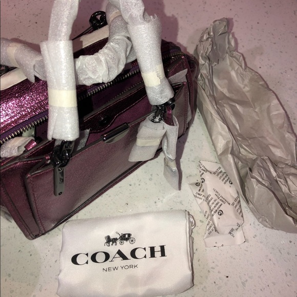 Coach | Bags | Designer Coach Purse Metallic Berry | Poshmark